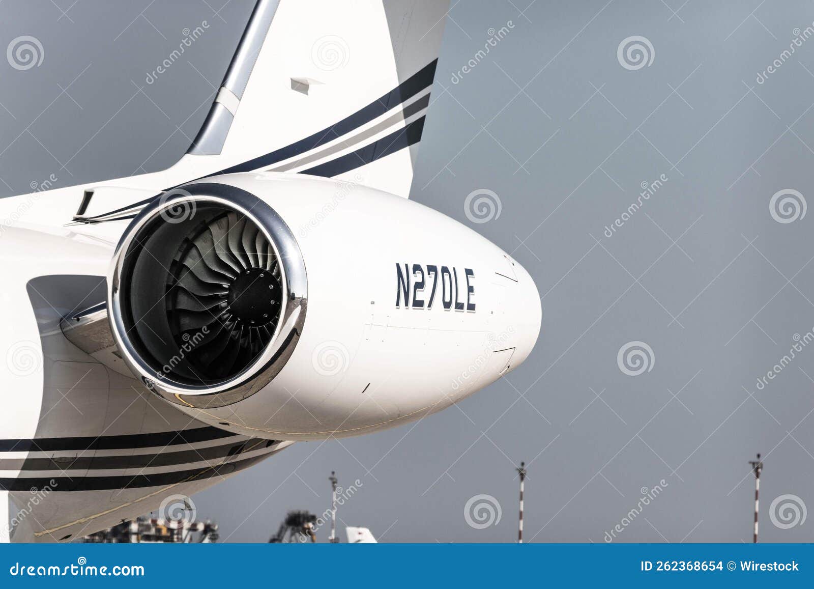 Left Engine of a Gulfstream G650 Parked at Genoa Airport Editorial ...