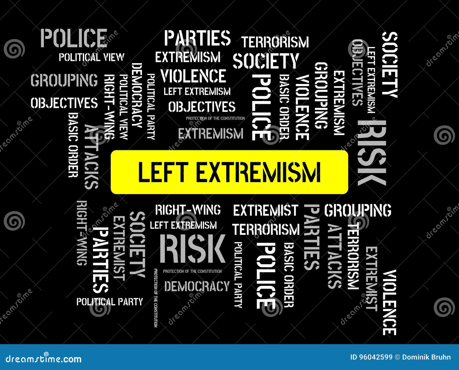 LEFT EXTREMISM - Image with Words Associated with the Topic EXTREMISM ...