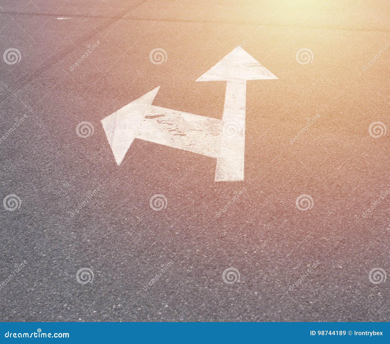 Left and Forward Arrow on the Streer with Sunrise Light Stock Image ...
