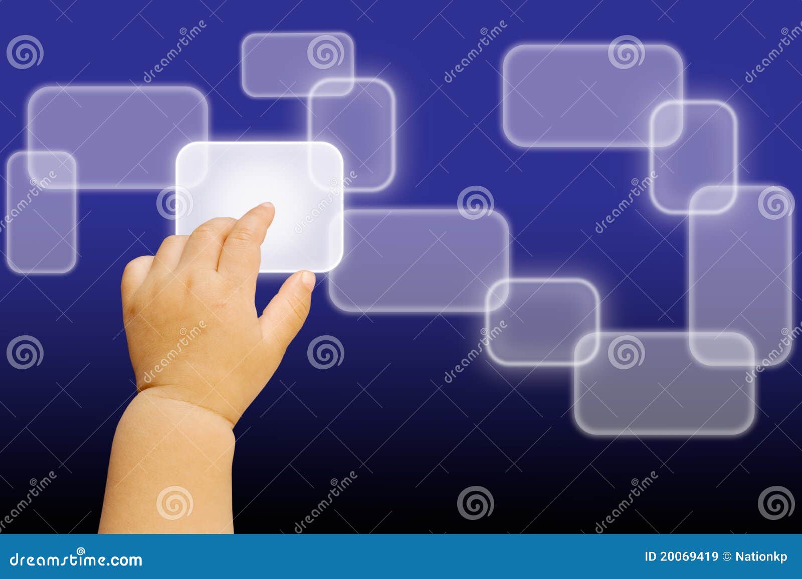 Left Hand Baby Pushing Touch Screen Icon Stock Image - Image of ...