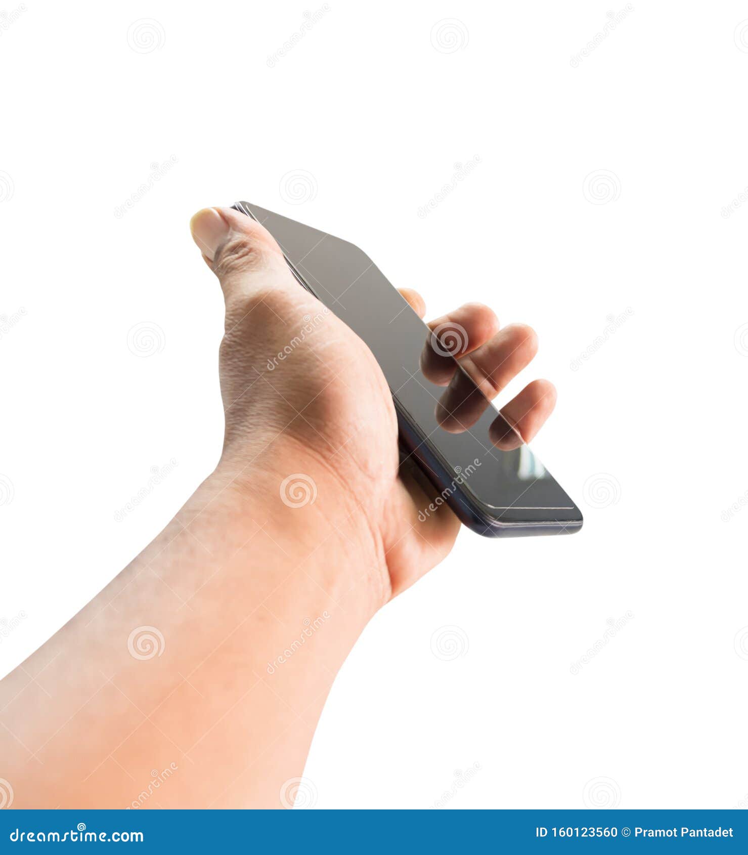 Left Hand Hold Mobile Phone in Screen. Empty Isolated on White ...