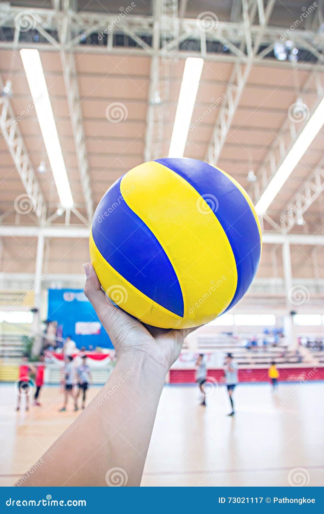 Left Hand Holds a Volleyball Stock Image - Image of design, blue: 73021117