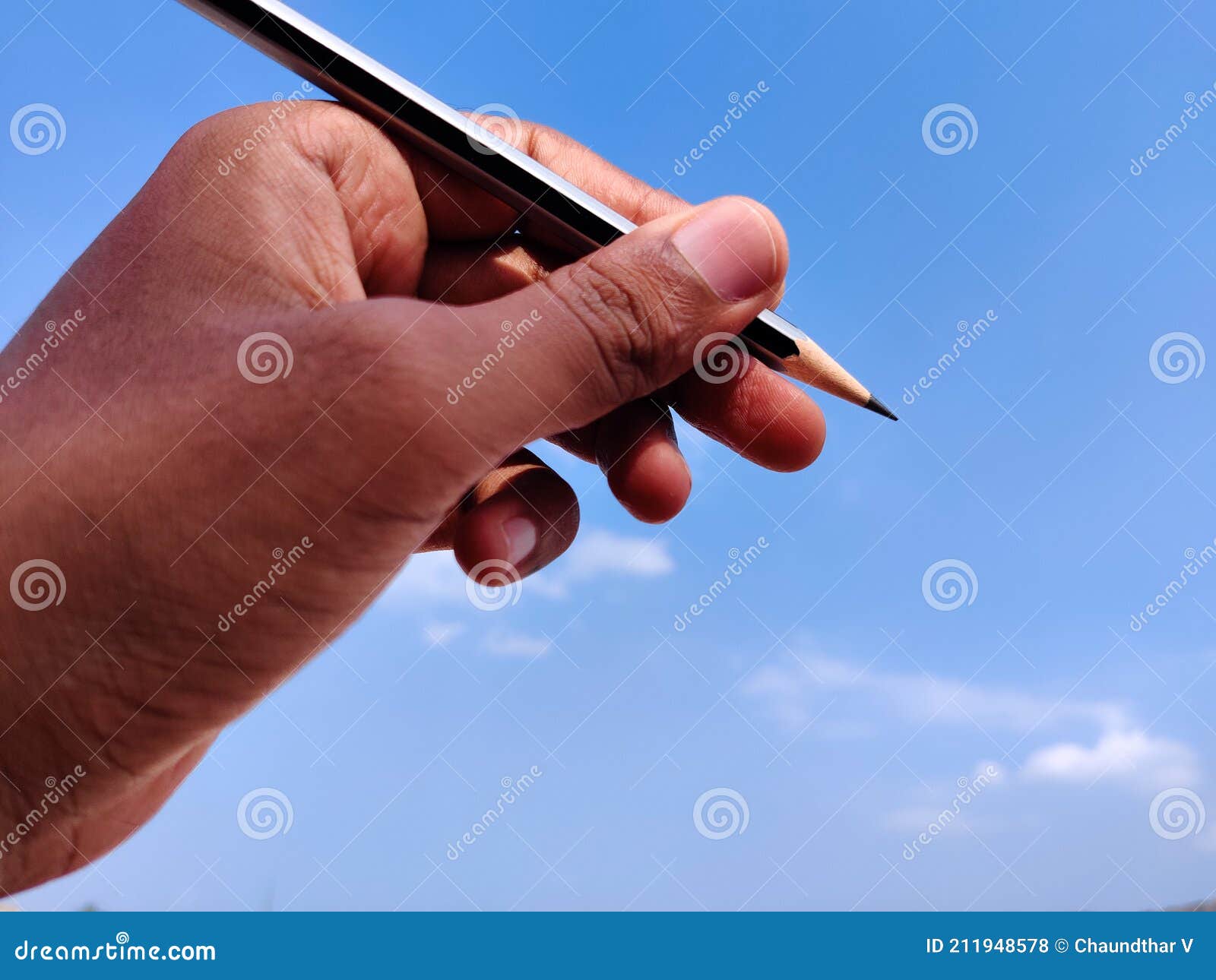 Left Hand Man Using Pencil To Write. Stock Photo - Image of creative ...