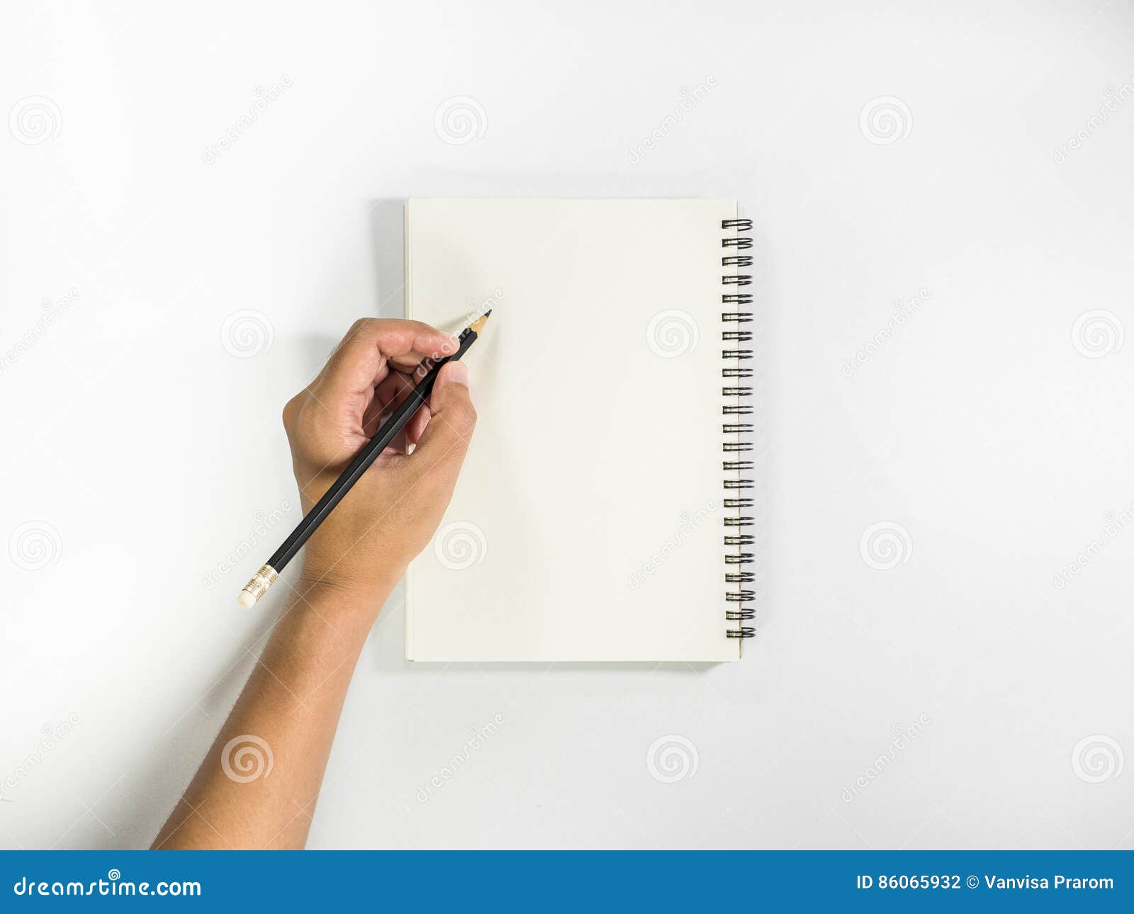 Left Hand with Pencil Prepare To Writting on Notebook. Stock Photo ...