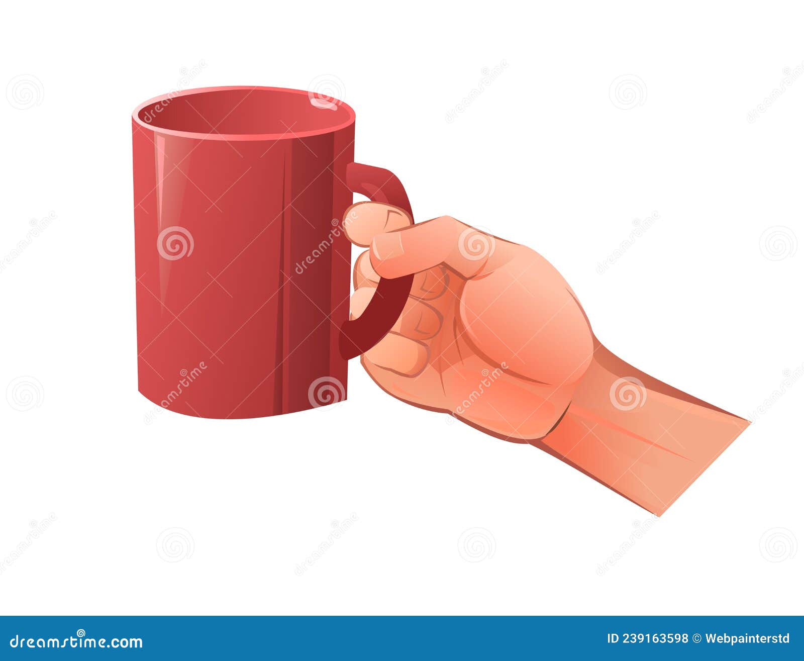 Left Hand with Regular Red Mug for Coffee and Drinks. Object Isolated ...