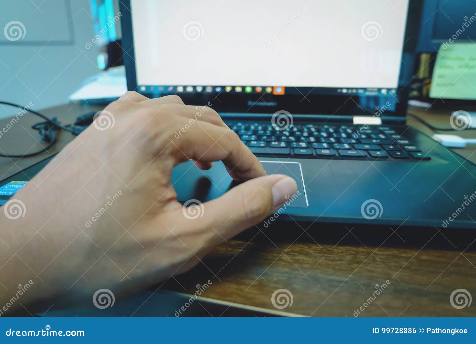 Left hand touchpad laptop, stock photo. Image of nature - 99728886