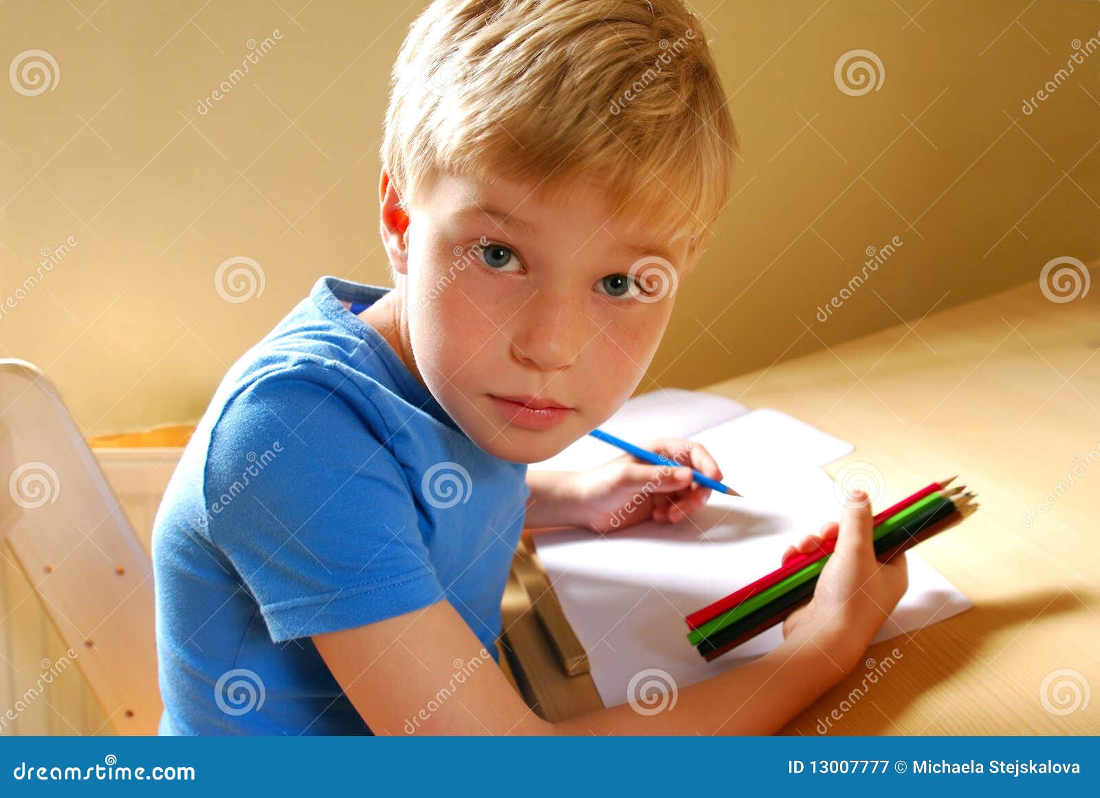 Left handed boy stock image. Image of children, draw - 13007777