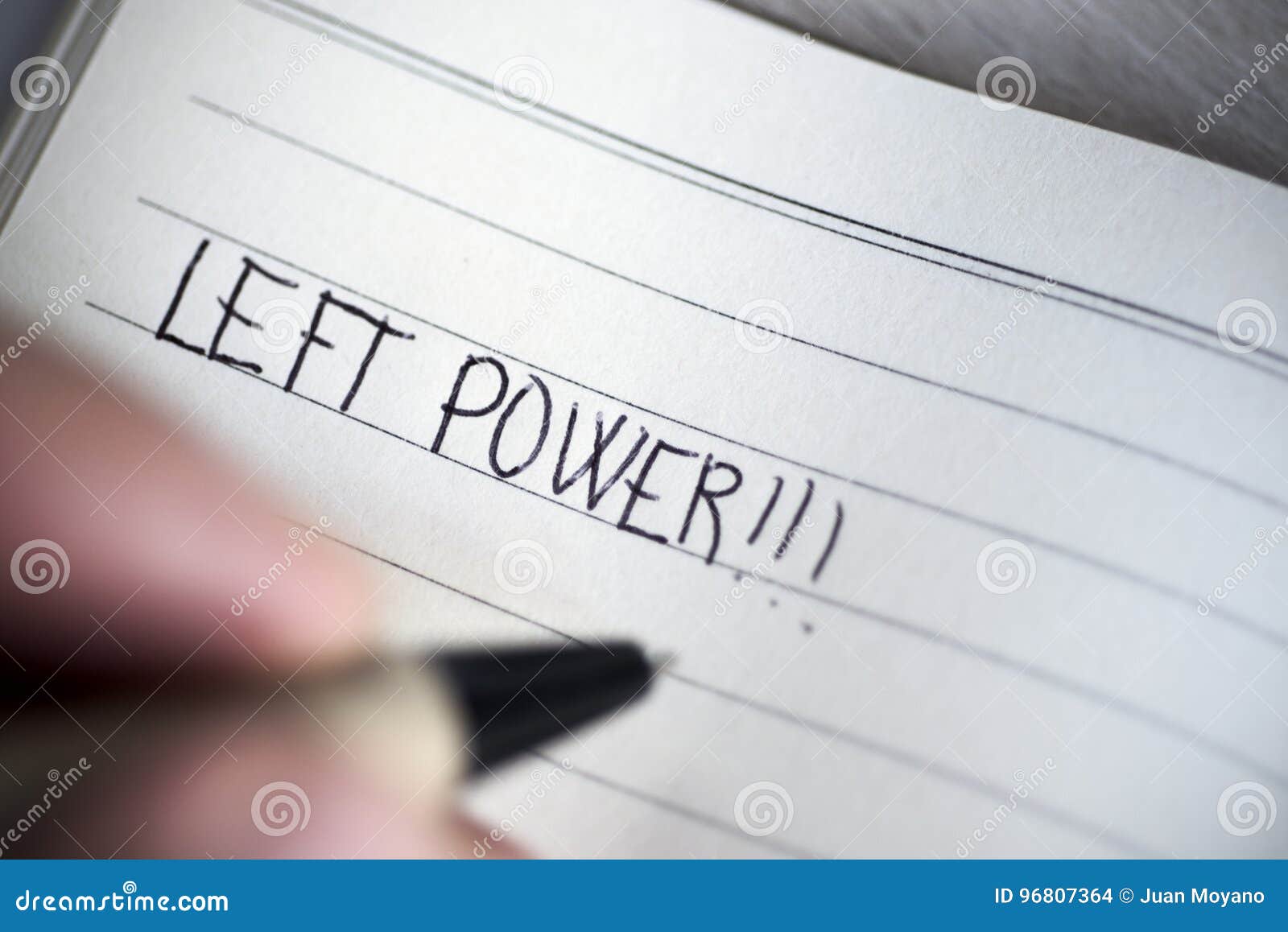 Left-handed Man Handwriting the Text Left Power Stock Photo - Image of ...