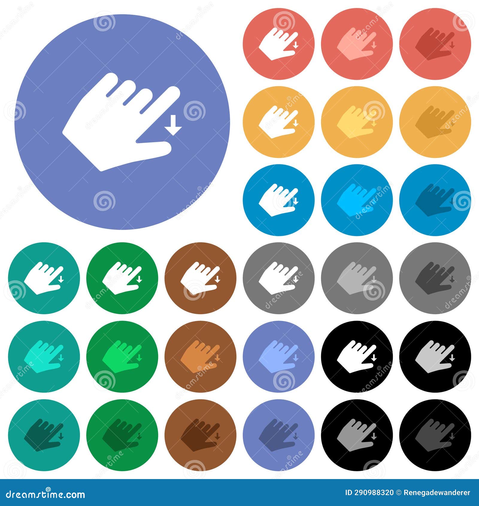 Left Handed Thumbs Up Outline Color Glass Buttons Cartoon Vector ...