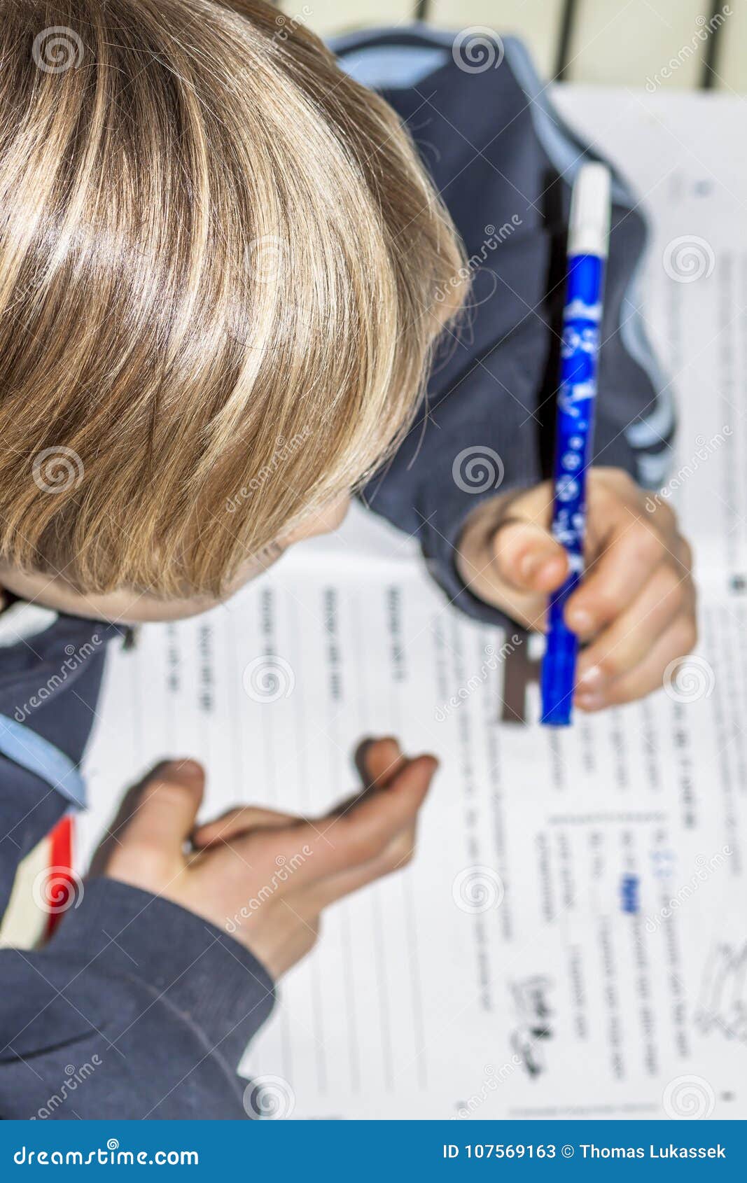 Left Handed Young Doing His Homework Stock Image - Image of lefthanded ...