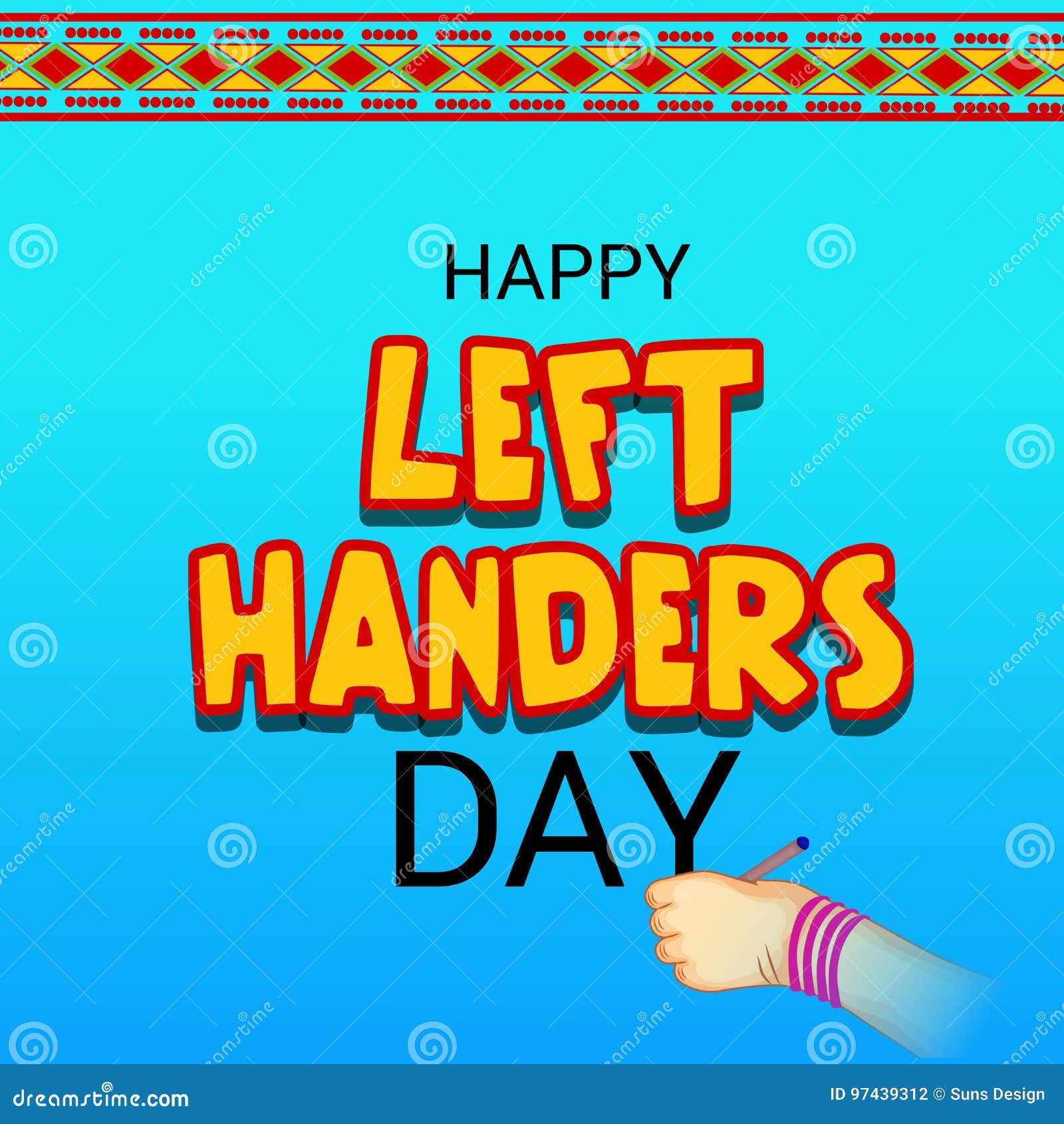 Left Handers Day. stock illustration. Illustration of date - 97439312