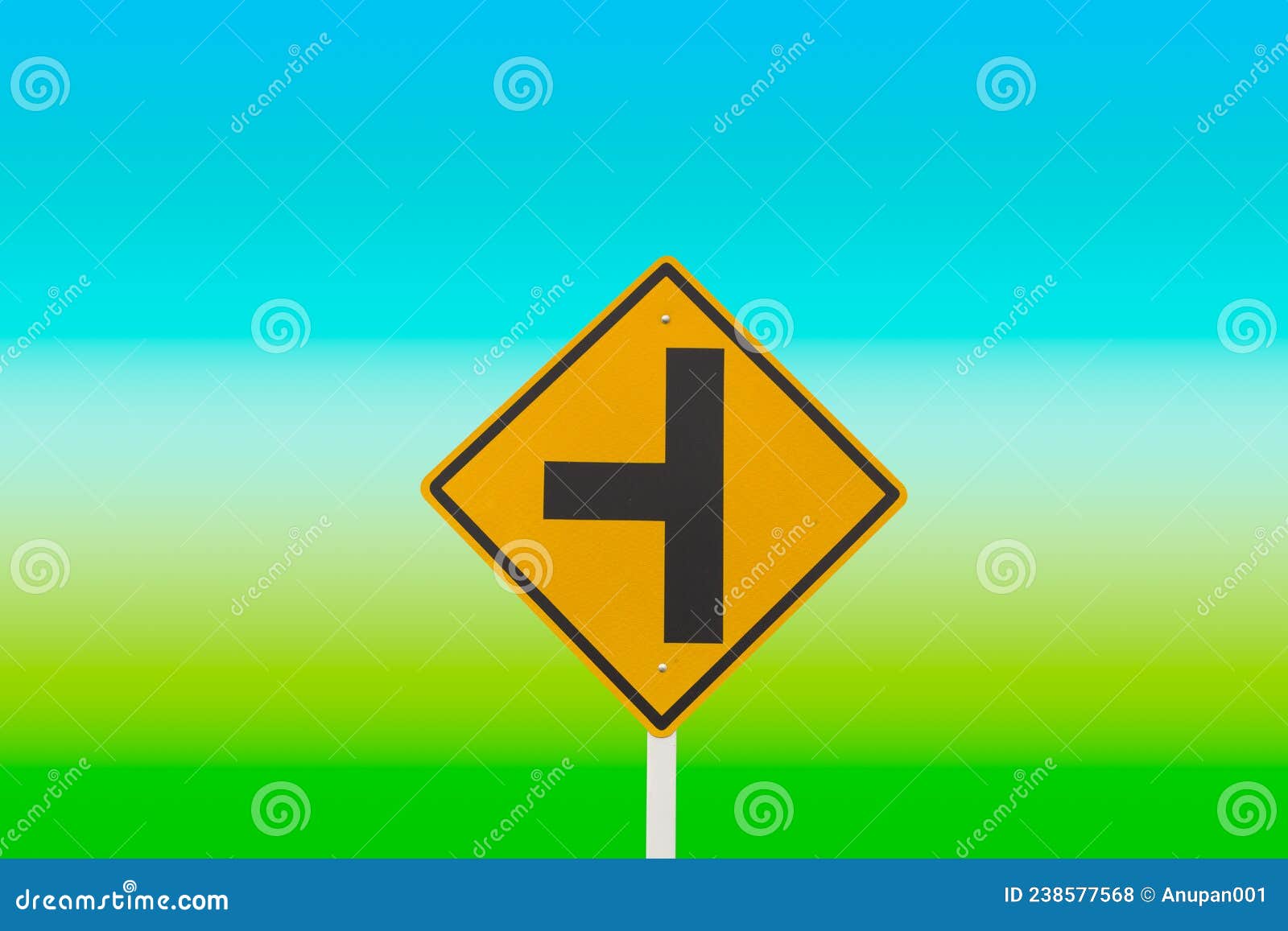 Left Junction Road Signpost on Green Background Stock Illustration ...