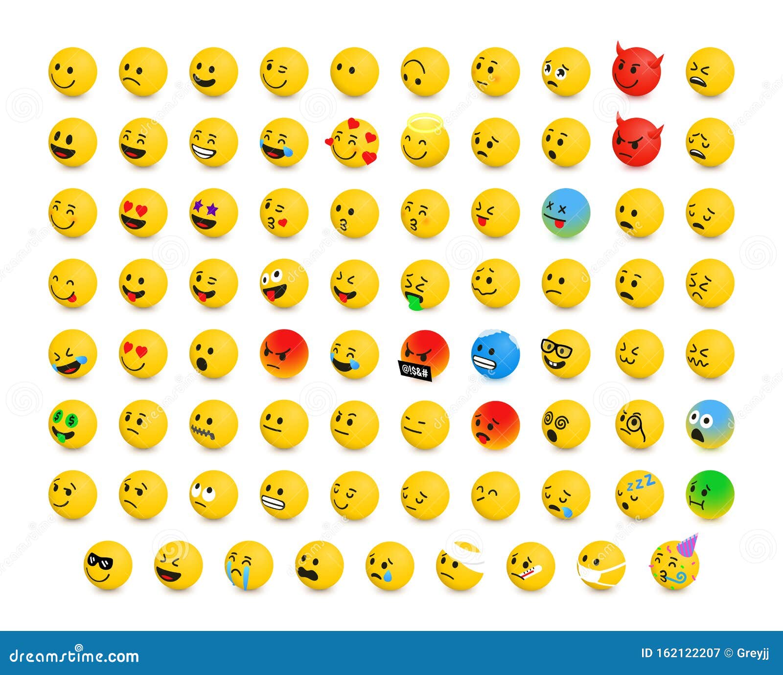Left-Oriented Isolated Isometric Emojis, Emoticons Stock Vector ...