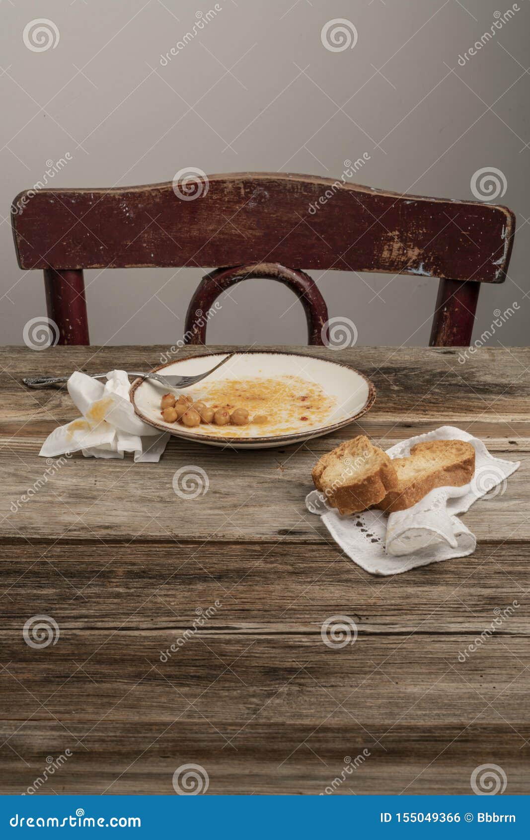Left Overs on Wooden Table after Dinner Stock Photo - Image of bread ...
