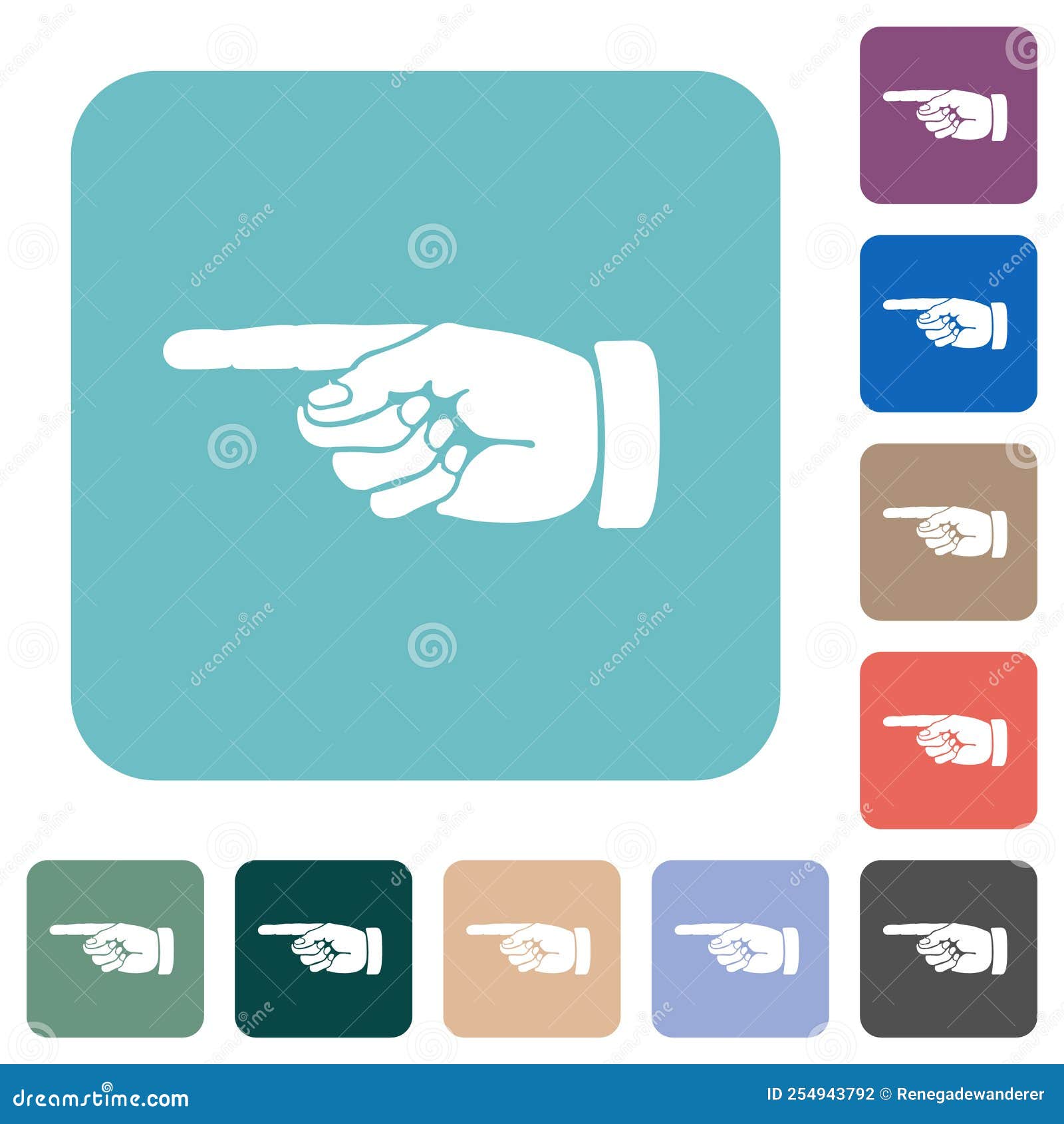 Left Pointing Hand Solid Drawing Rounded Square Flat Icons Stock Vector ...