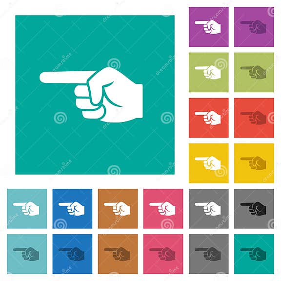 Left Pointing Hand Solid Square Flat Multi Colored Icons Stock Vector ...