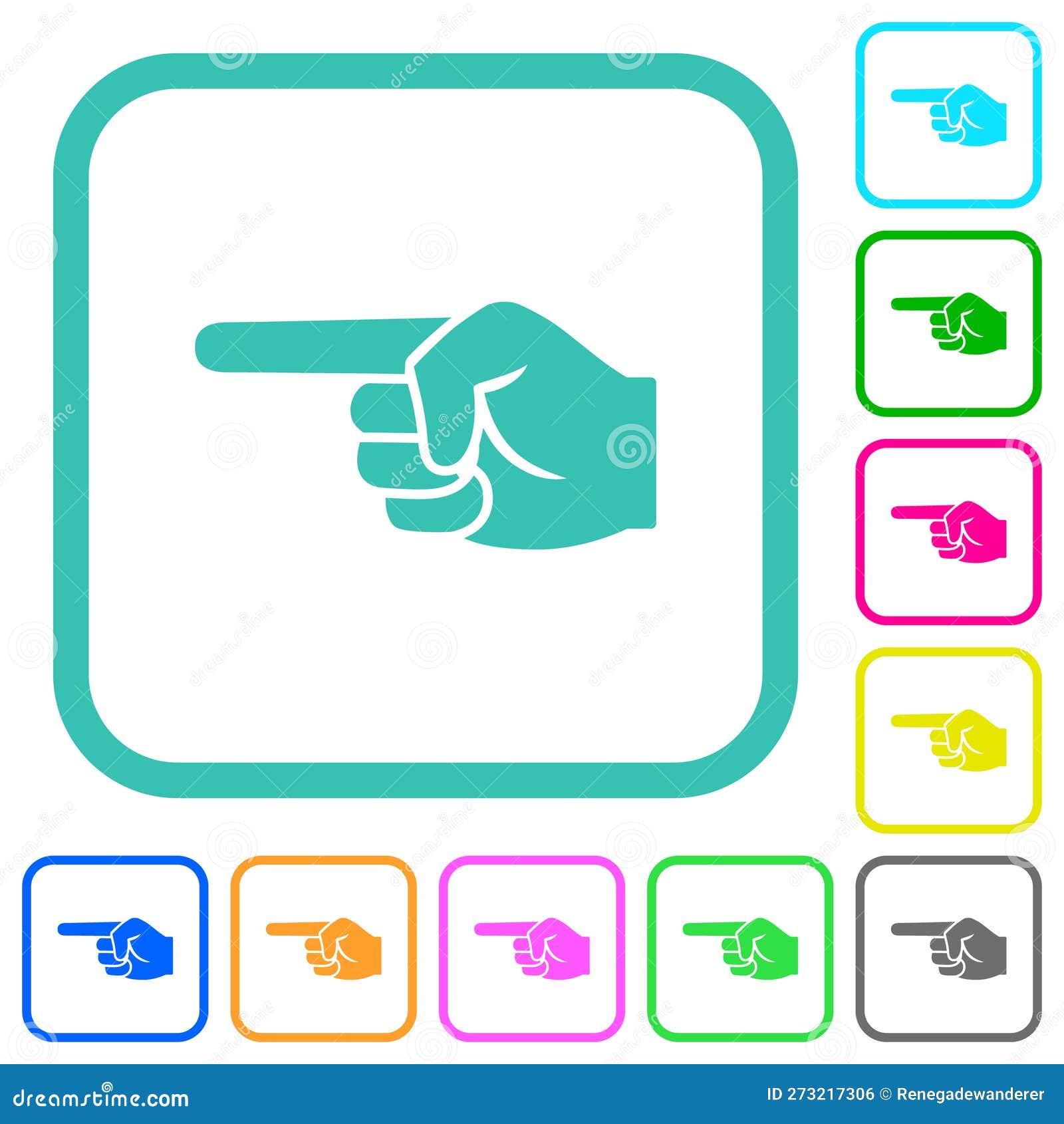 Left Pointing Hand Solid Vivid Colored Flat Icons Stock Vector ...