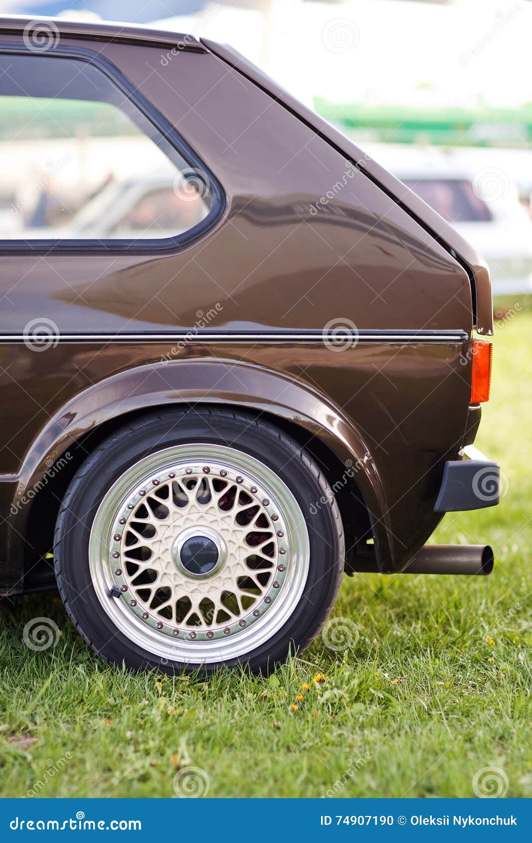 Left Rear Side of Old European Brown Car Stock Photo - Image of black ...