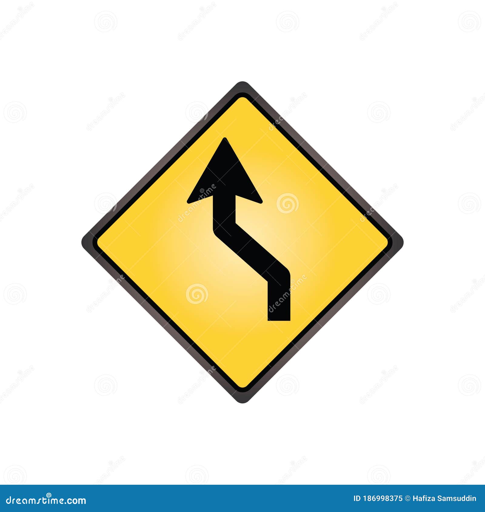 Left Reverse Curve Sign. Vector Illustration Decorative Design Stock ...