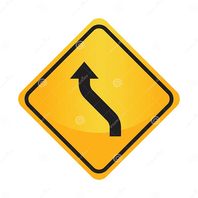 Left Reverse Curve Sign. Vector Illustration Decorative Design Stock ...