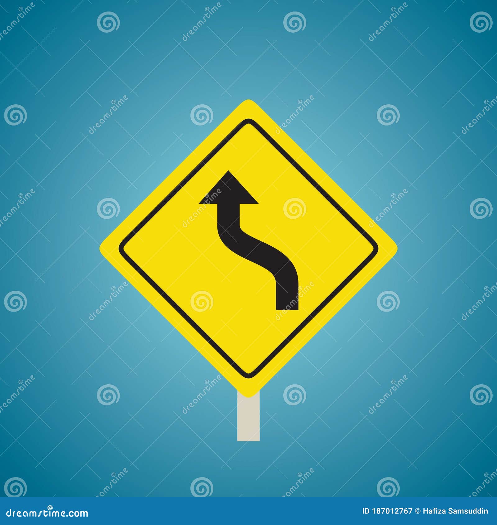 Left Reverse Curve Sign. Vector Illustration Decorative Design Stock ...