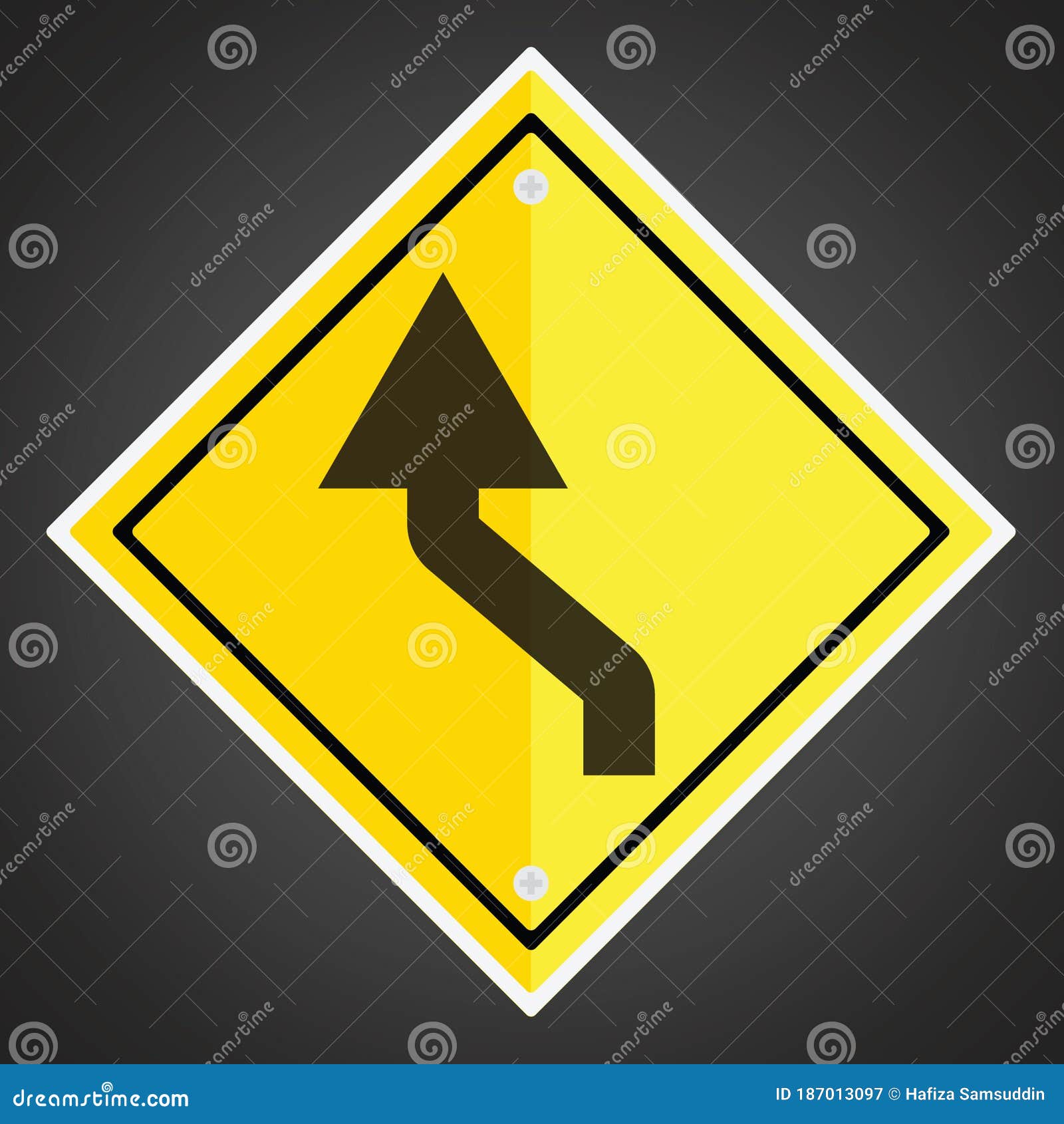 Left Reverse Curve Sign. Vector Illustration Decorative Design Stock ...