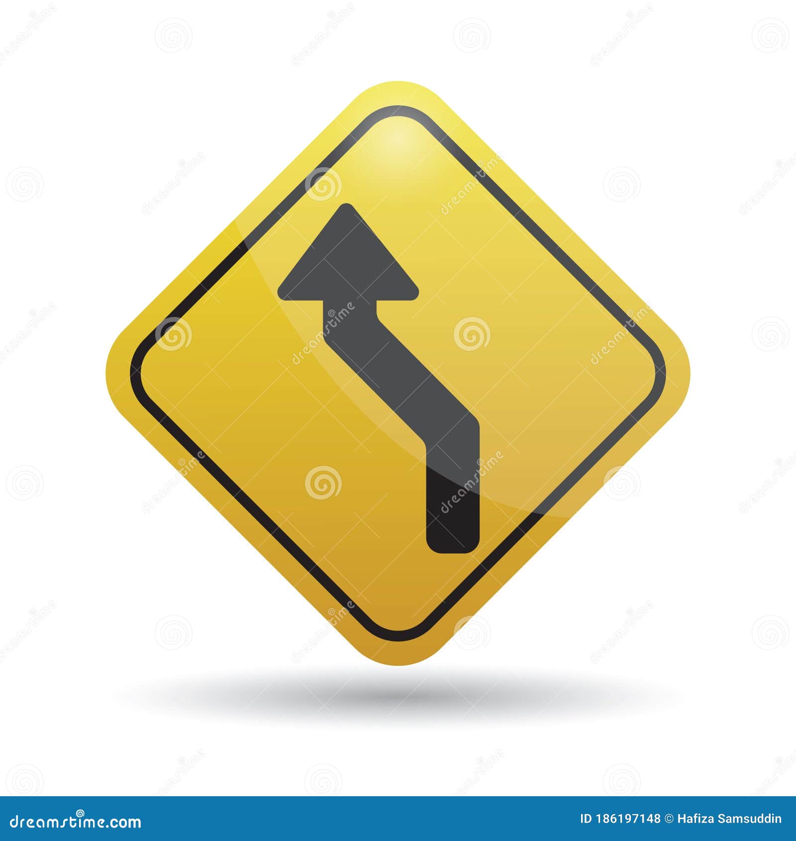 Left Reverse Curve Warning Sign. Vector Illustration Decorative Design ...