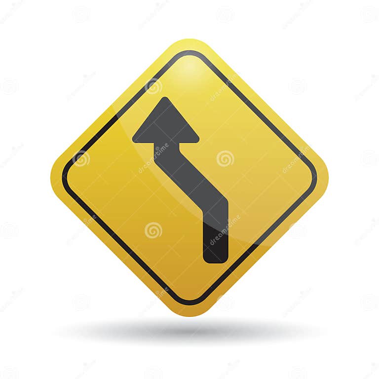 Left Reverse Curve Warning Sign. Vector Illustration Decorative Design ...