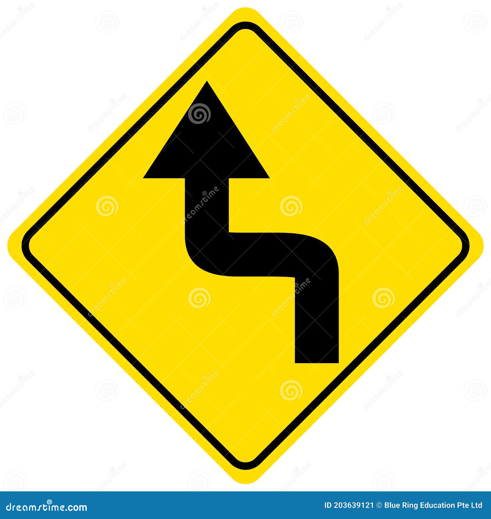 Left Reverse Turn Ahead Yellow Sign on White Background Stock Vector ...