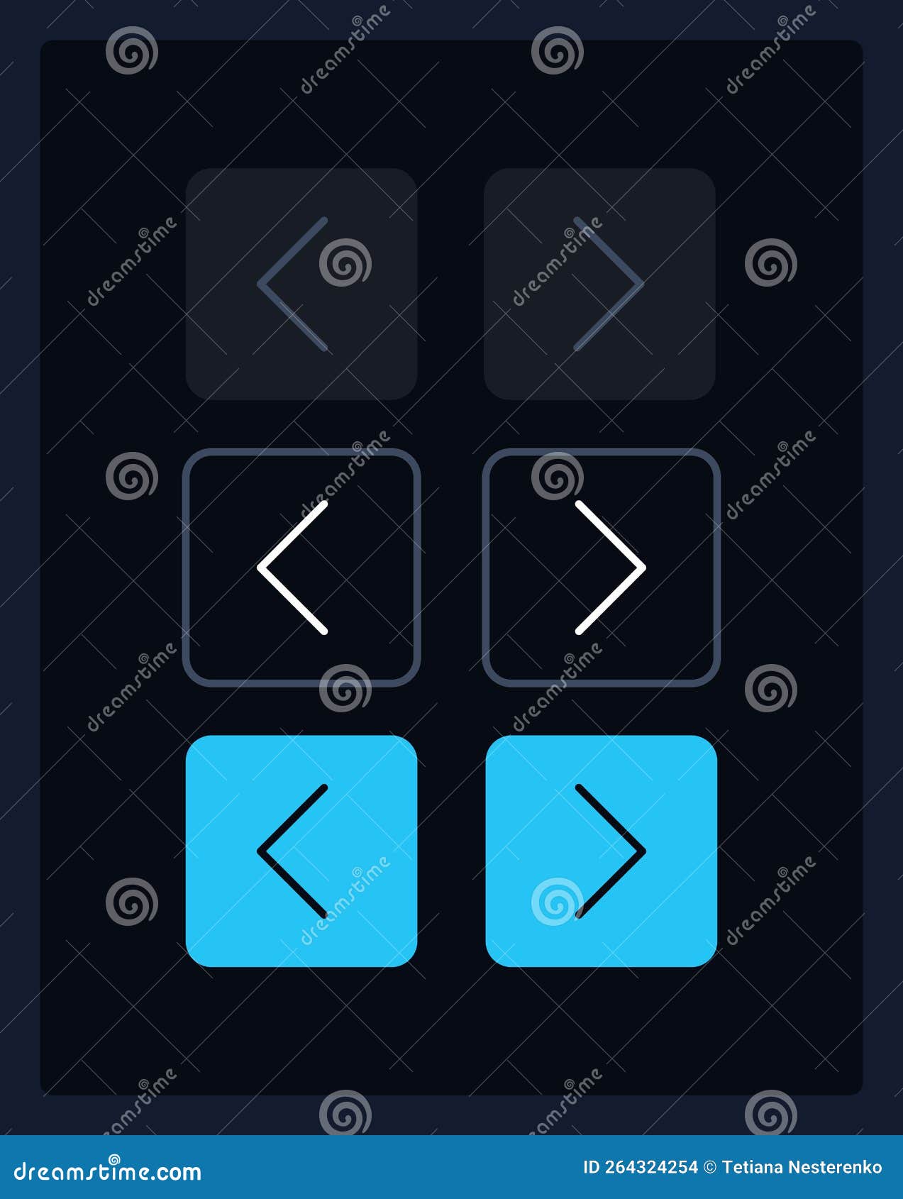 Left and Right Arrows UI Elements Kit Stock Vector - Illustration of responsive, menu: 264324254