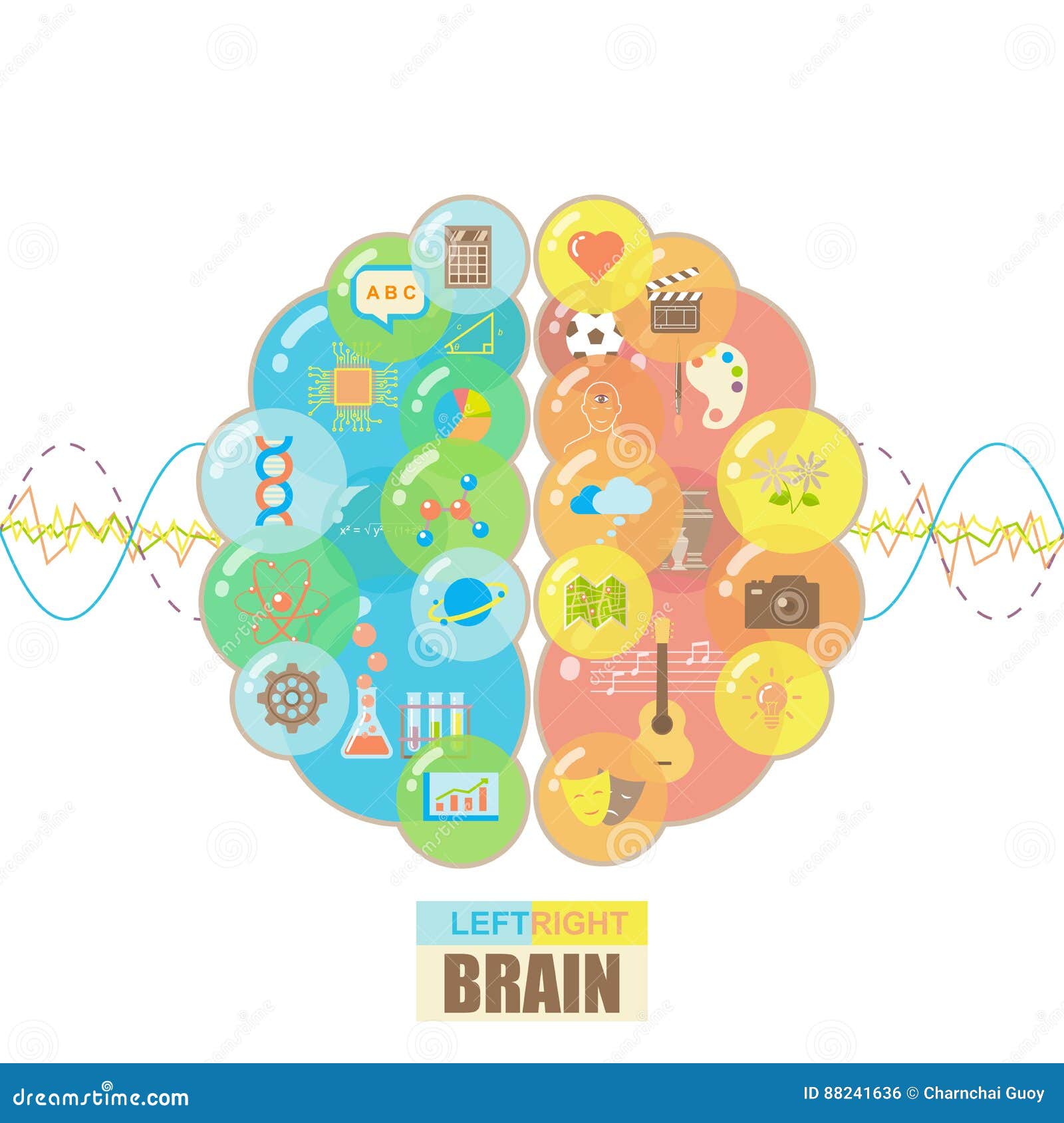 Left And Right Brain Bubbles Concept Vector Illustration ...