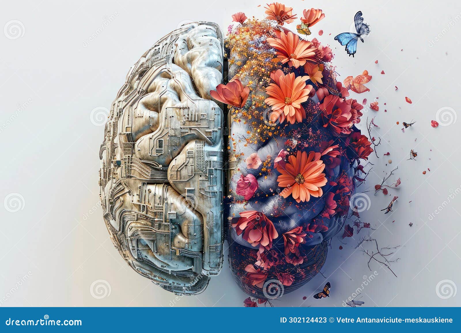 Left and Right Brain Concept with Colors and Science Stock Illustration ...