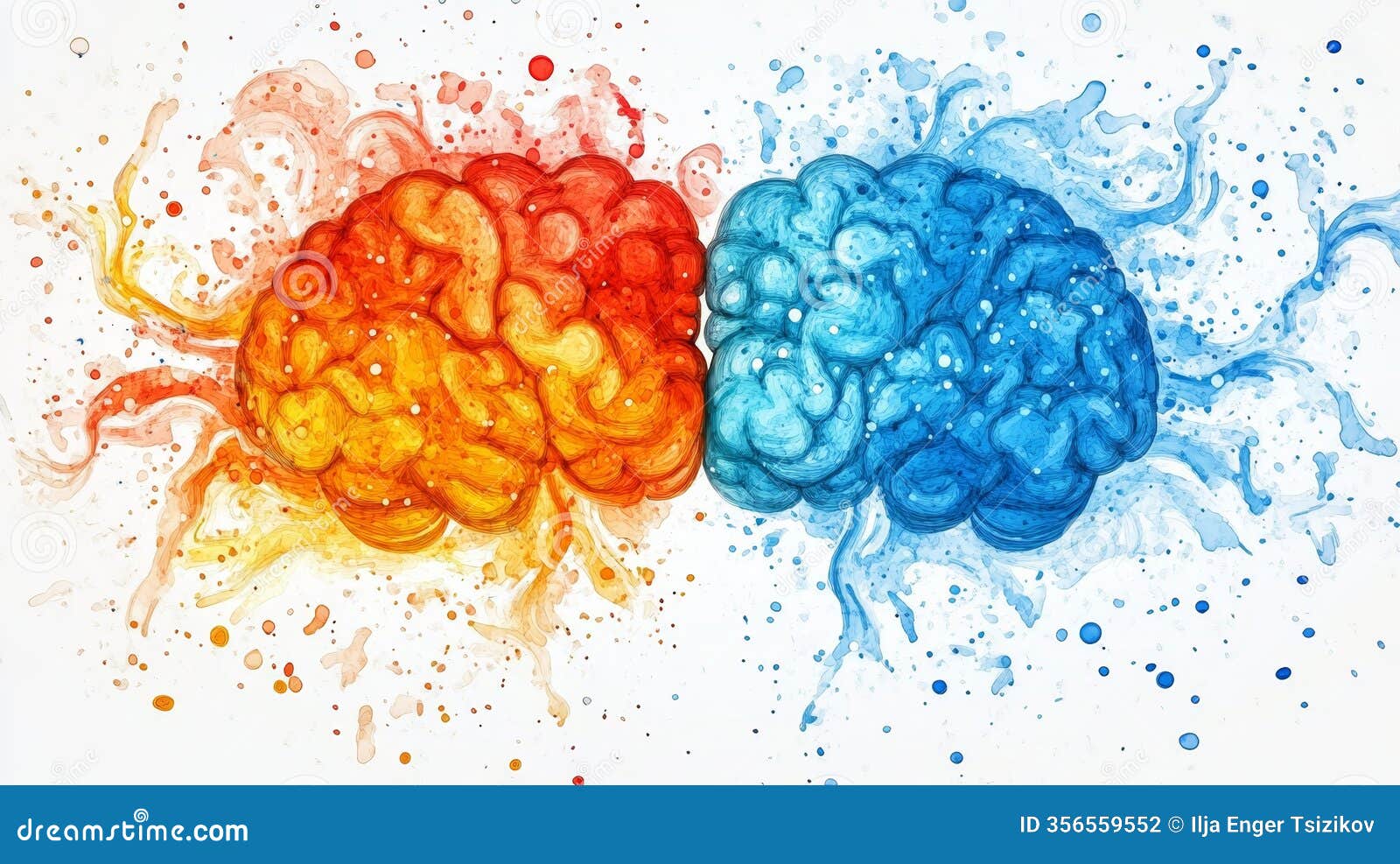 Creative And Logical Hemispheres Of Human Brain, Concept Of Different ...