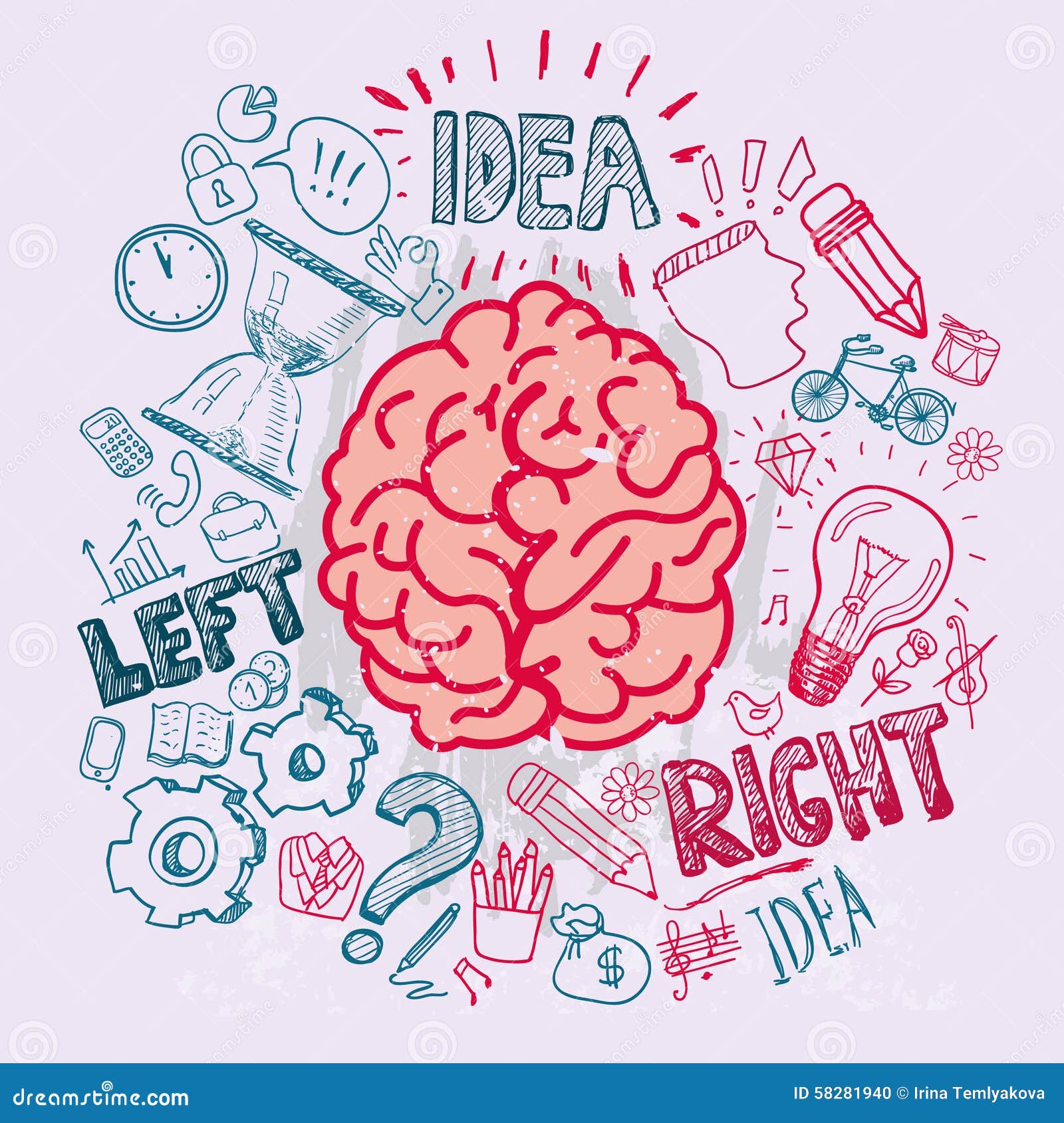 Left and Right Brain Functions Stock Vector - Illustration of cerebral ...