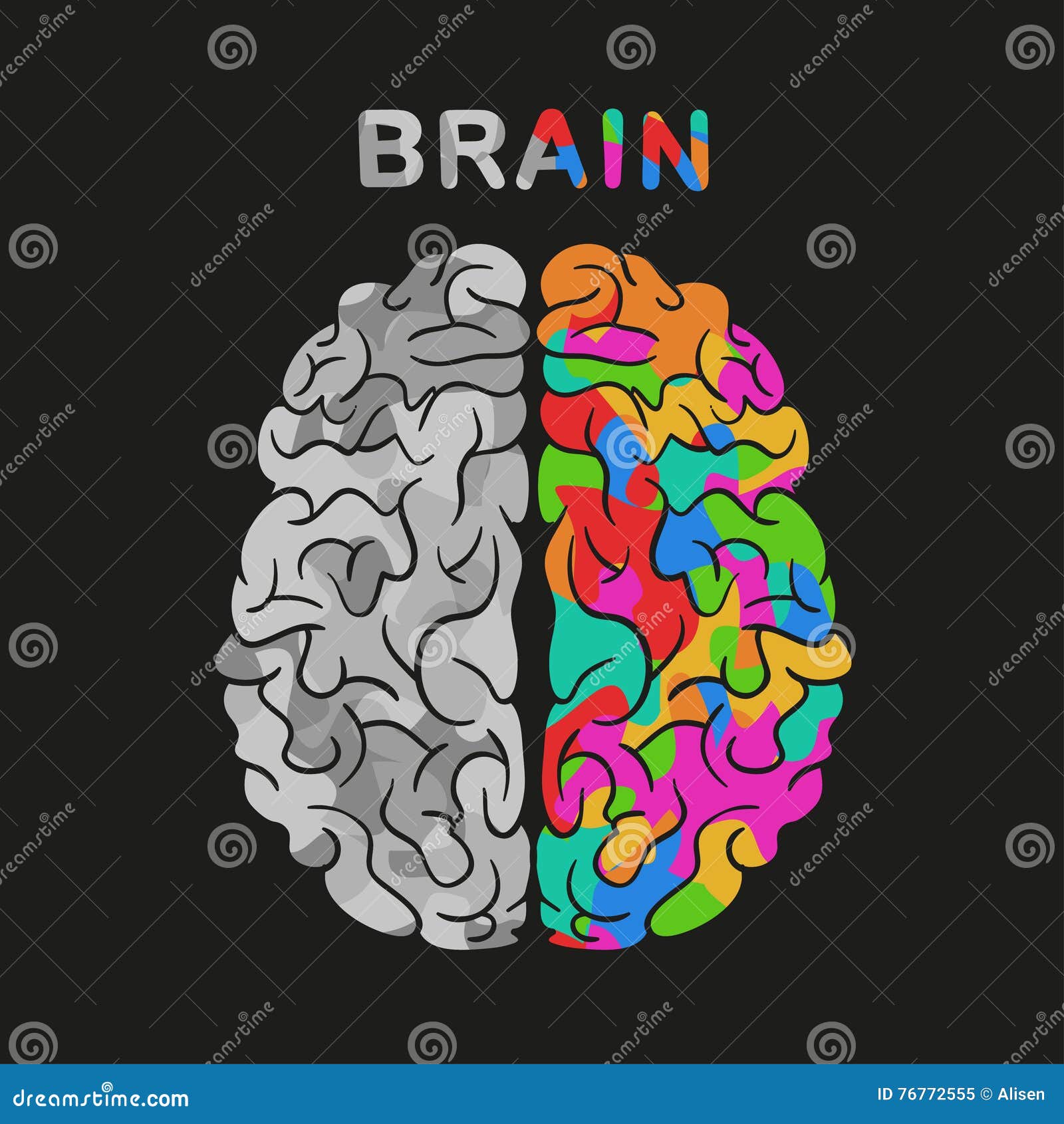 Left and Right Brain Hemisphere. Vector Concept Illustration. Stock ...