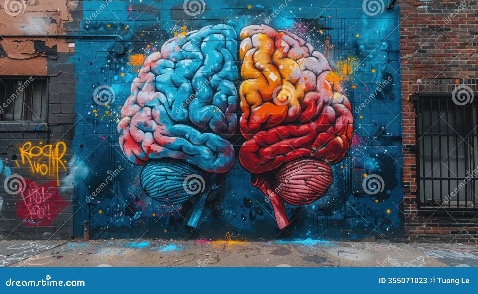 Left And Right Brain Hemispheres On Textured Wall Background Royalty-Free Stock Photography ...