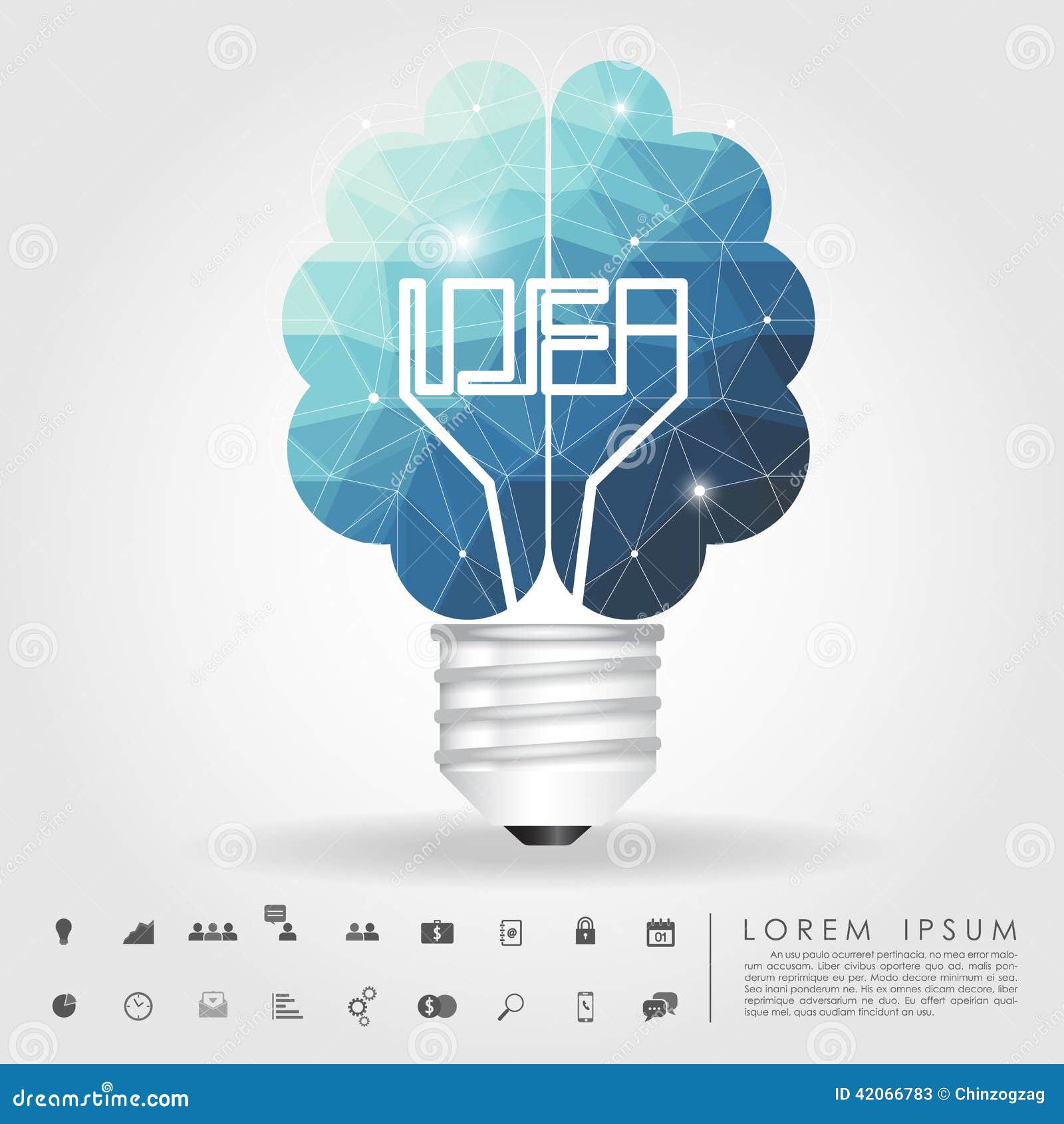 Brain Light Bulb Electric Line Education Infographic Background Vector ...