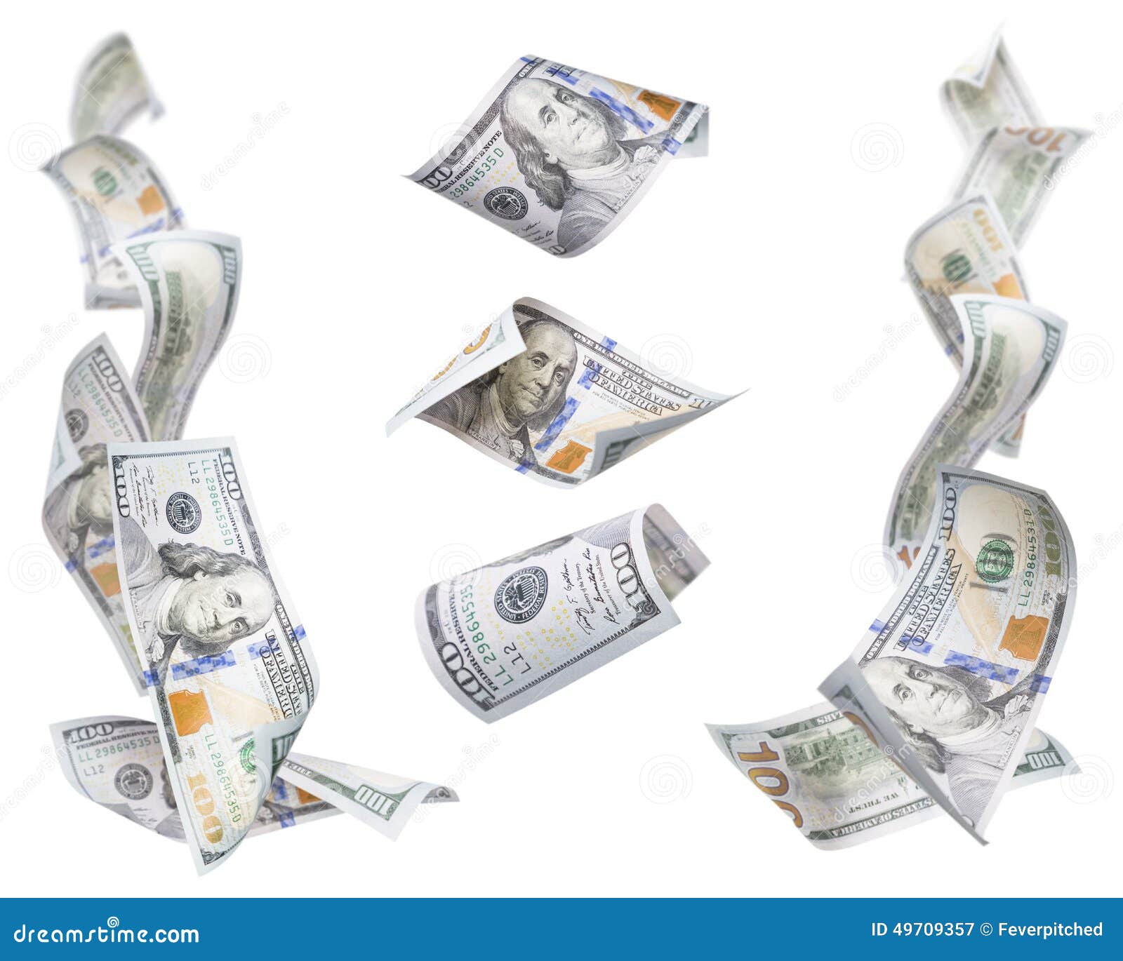 100 Dollar Bills Falling