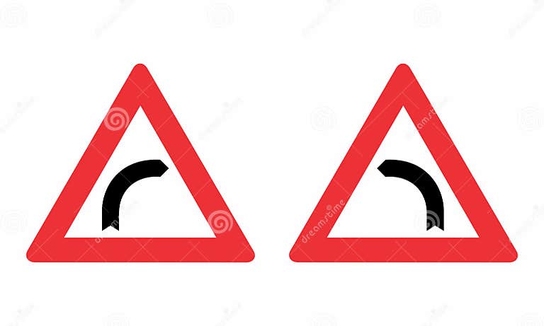 Curve Warning signs stock vector. Illustration of driving - 176478708