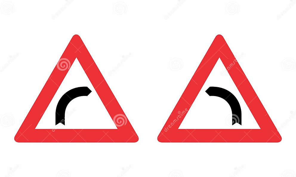 Curve Warning signs stock vector. Illustration of driving - 176478708