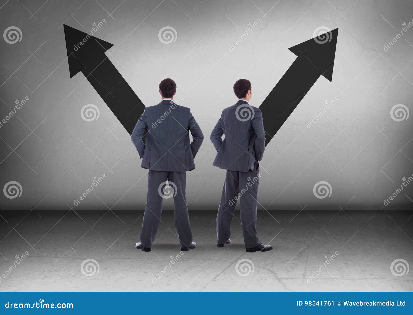 Left or Right Diagonal Arrows with Businessman Looking in Opposite ...