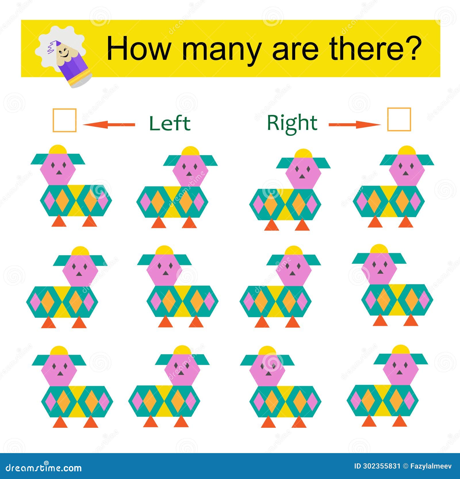 Left or Right. Educational Game for Kids Stock Vector - Illustration of ...