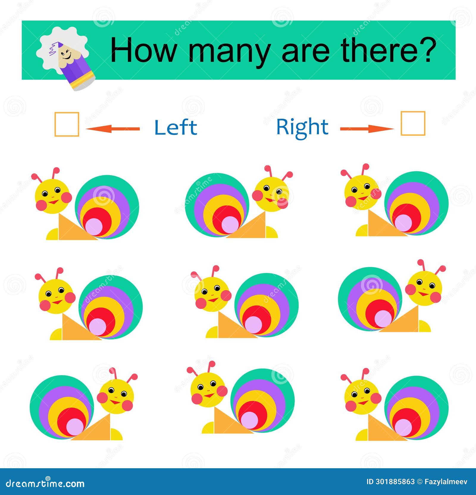 Left or Right. Educational Game for Kids Stock Vector - Illustration of ...