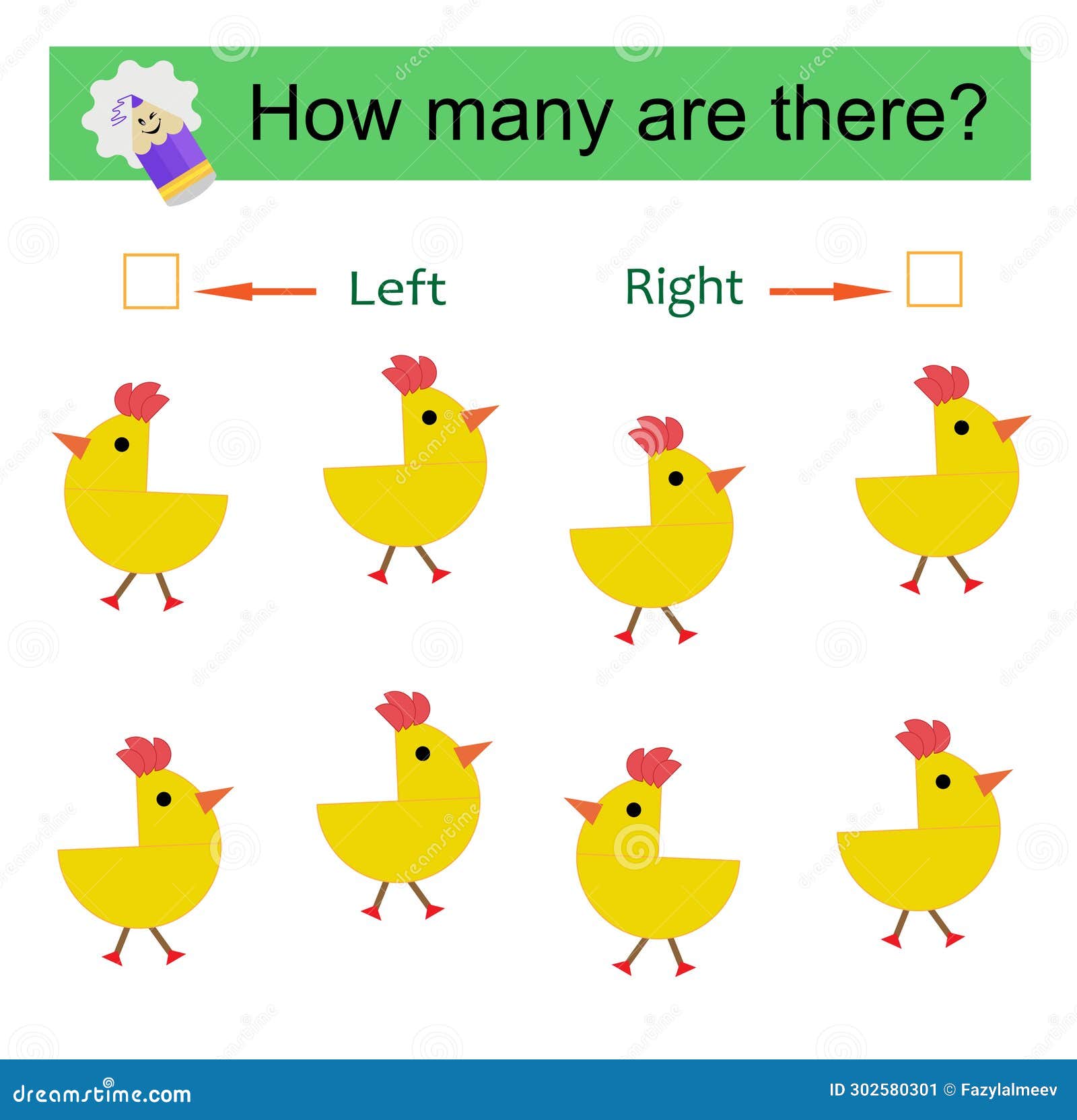 Left or Right. Educational Game for Kids Stock Vector - Illustration of ...