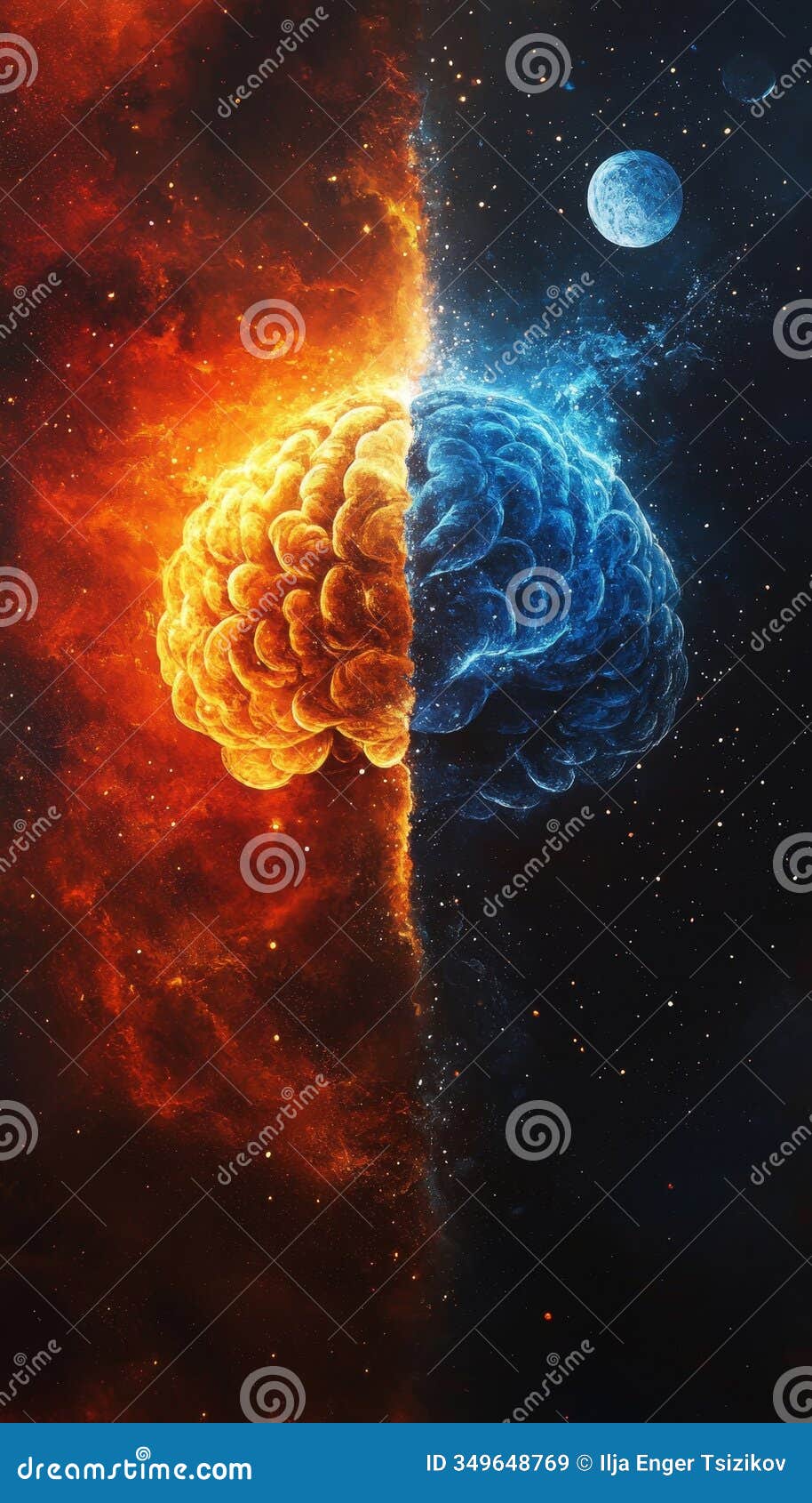 Creative And Logical Hemispheres Of Human Brain, Concept Of Different ...