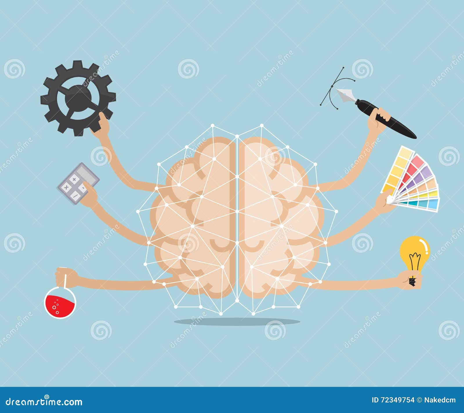 Left and right human brain stock vector. Illustration of concept - 72349754