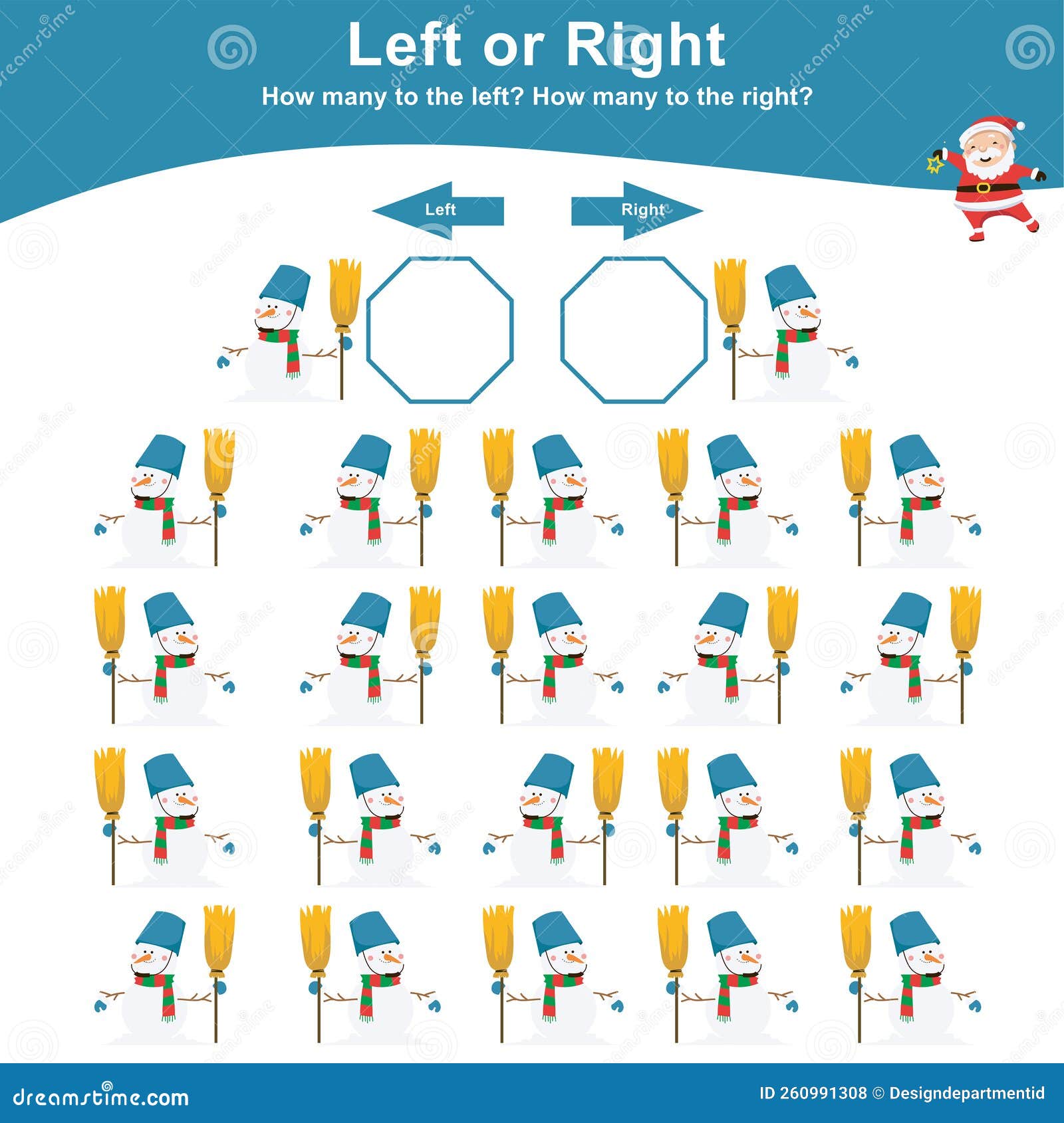 Count How Many the Snowman Holds a Broomstick To the Right and To the ...