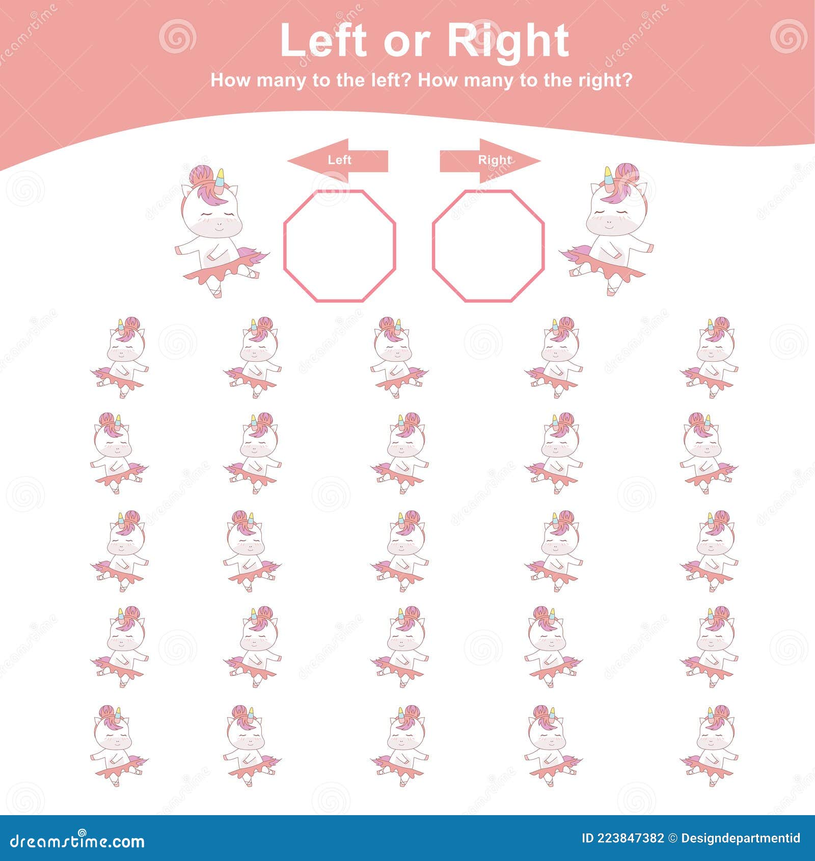 Left or Right Unicorn Game for Children. Cute Unicorn Math Worksheet ...