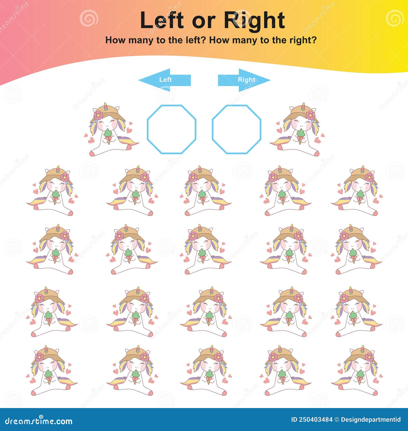 Left or Right Worksheet stock vector. Illustration of majestic - 250403484