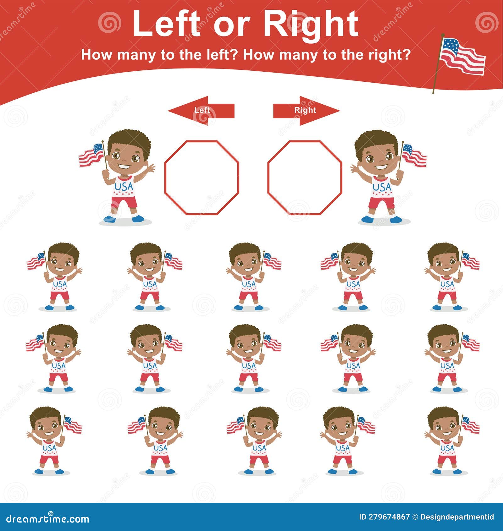 Left or Right with Cute Boy Waving USA Flag in the 4th July Parade ...